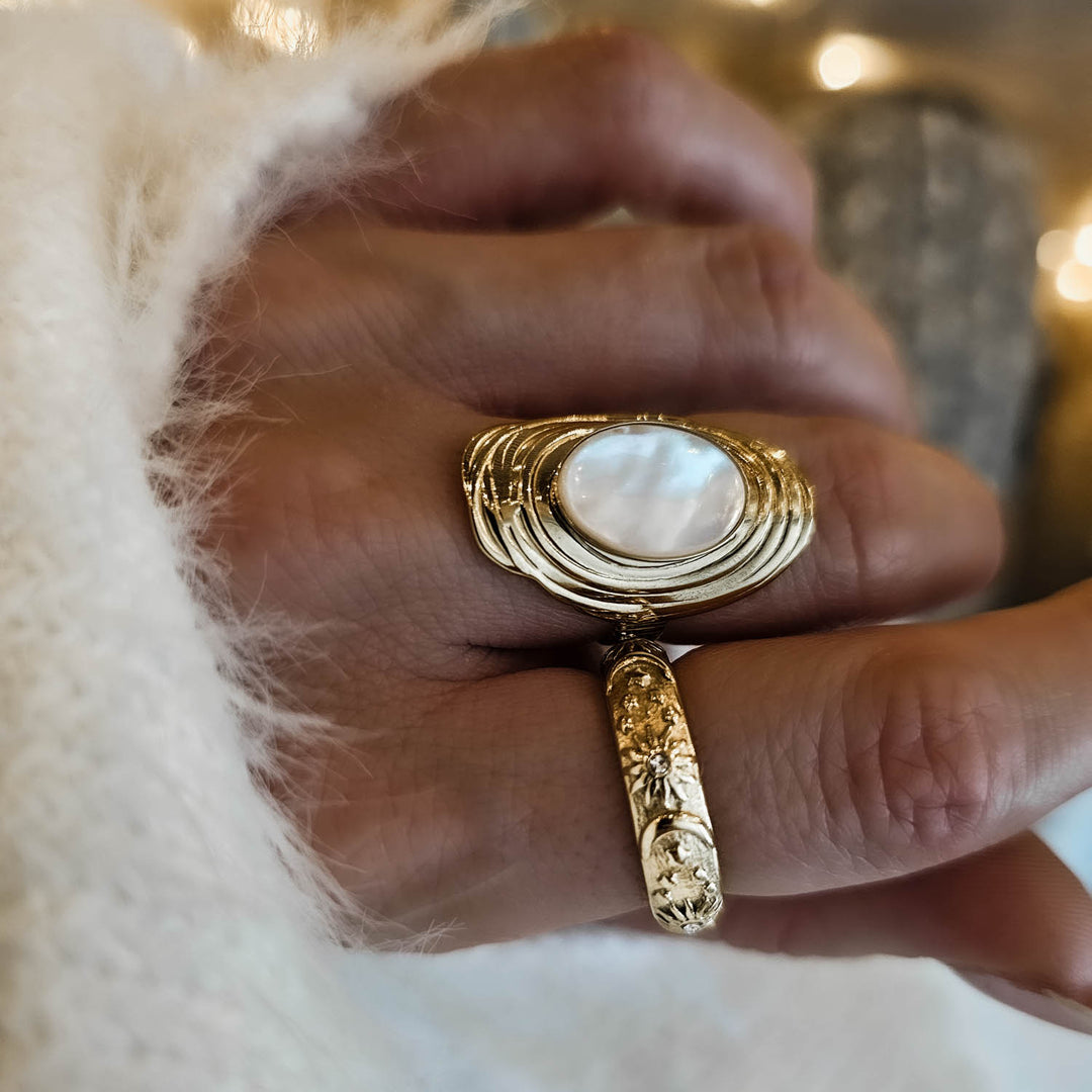 Celestial Gold Ring - Sun Moon Star Band Spring Summer Gift – DORSYA